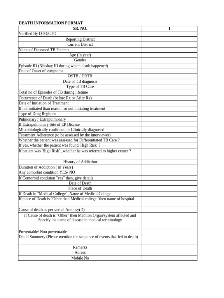 Death Information Format | PDF