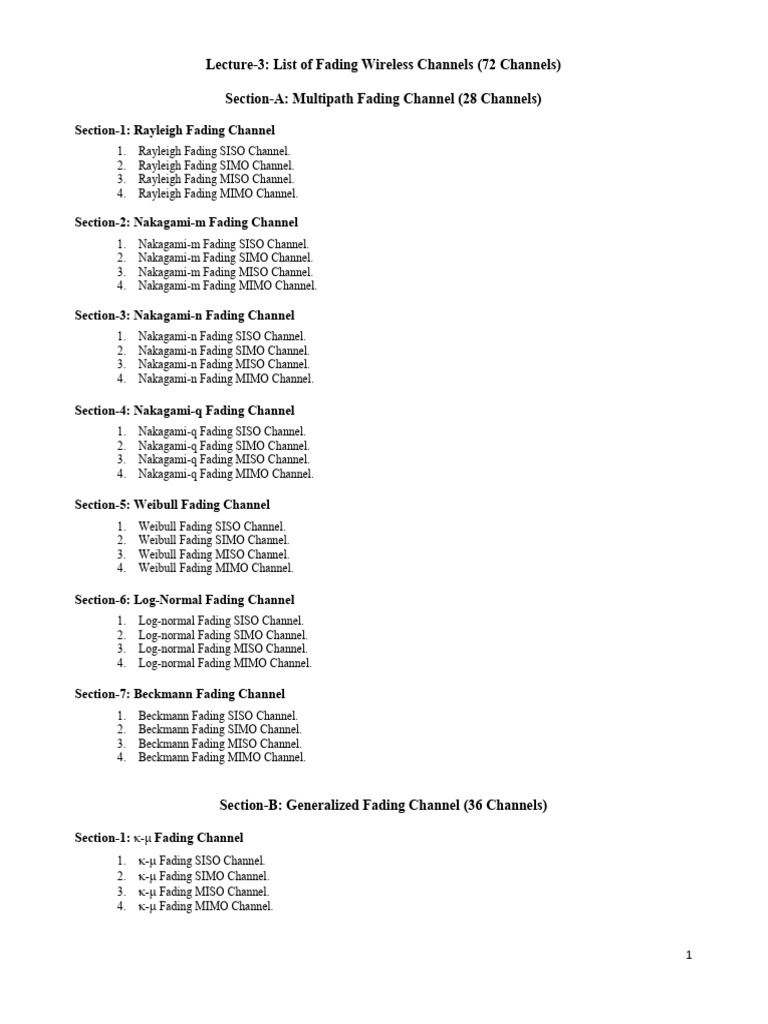 List of Fading Channel | PDF