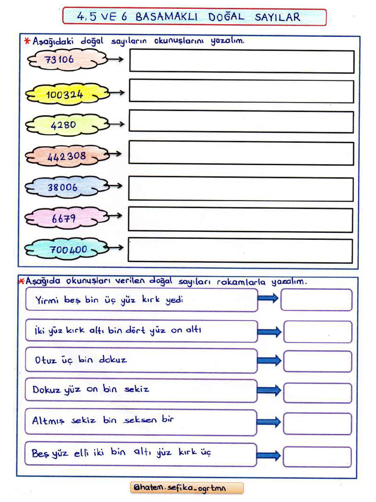 4.Sinif-Matematik-45-ve-6-Basamakli-Sayilar-Calisma-Sayfasi | PDF
