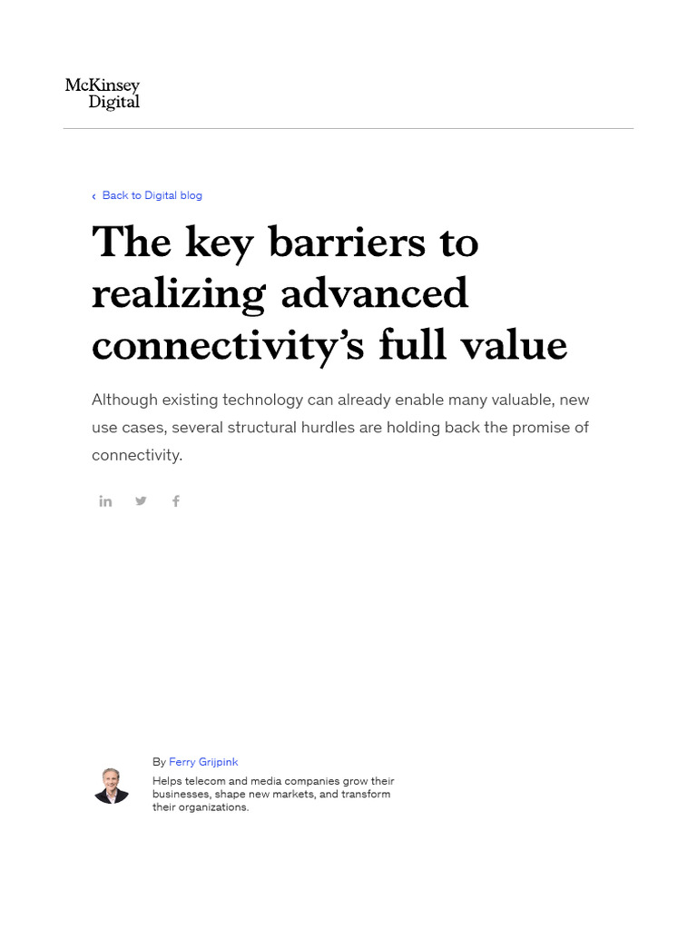 2020 McKinsey The Key Barriers To Realizing Advanced Connectivity's ...