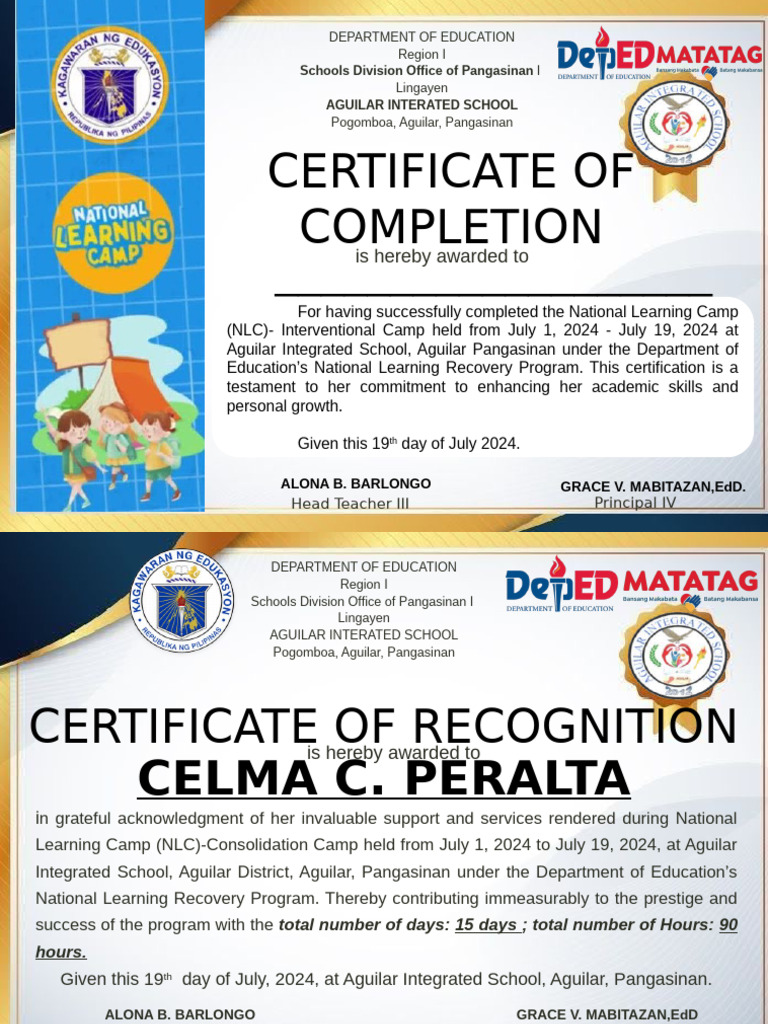 Nlc-Cert-For Teacher | PDF