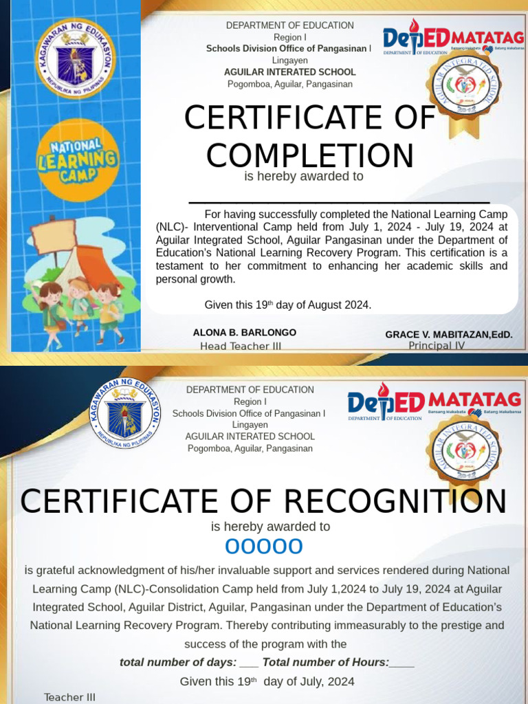 NLC-CERT-FOR TEACHER-LEARNER | PDF