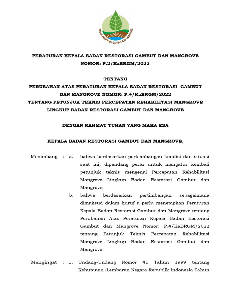 P2 - BRGM - 2023 - 20230609 - Perubahan P4 - KaBRGM - Petunj - 230704 - 084945 | PDF