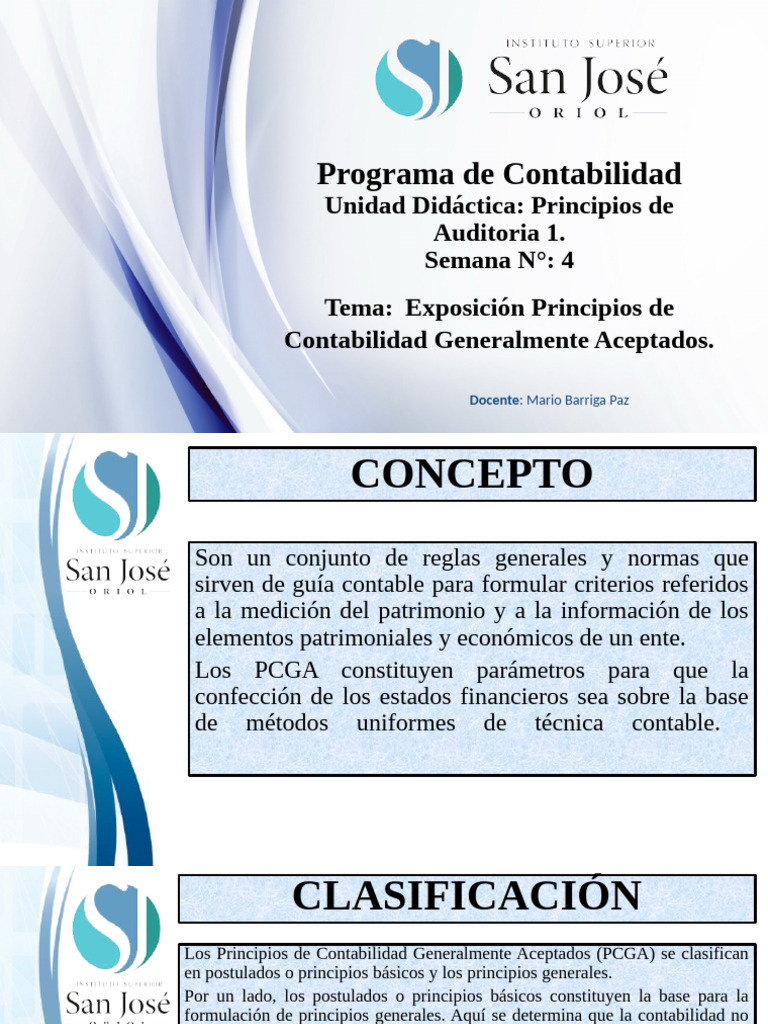 Sesion 4 Exposicion Principios de Contabilidad Generalmente Aceptados ...