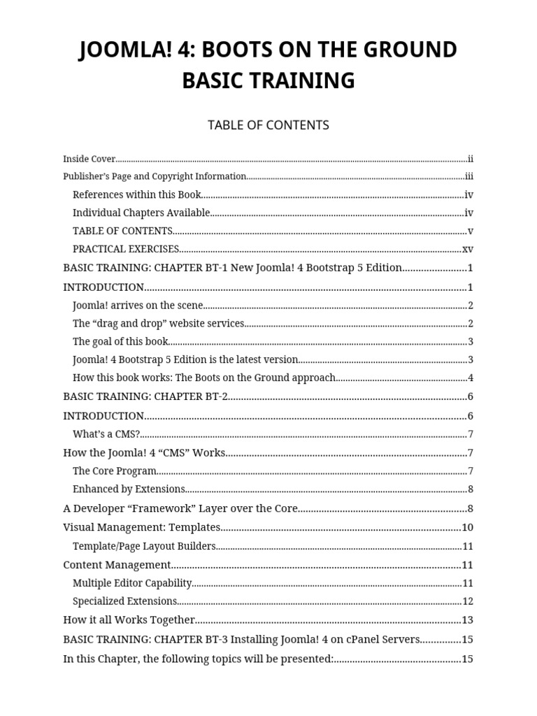 Joomla 4 Basic Training Toc | PDF