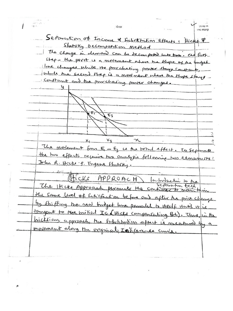 Hicks and Slusky Graph and Explanation Note | PDF