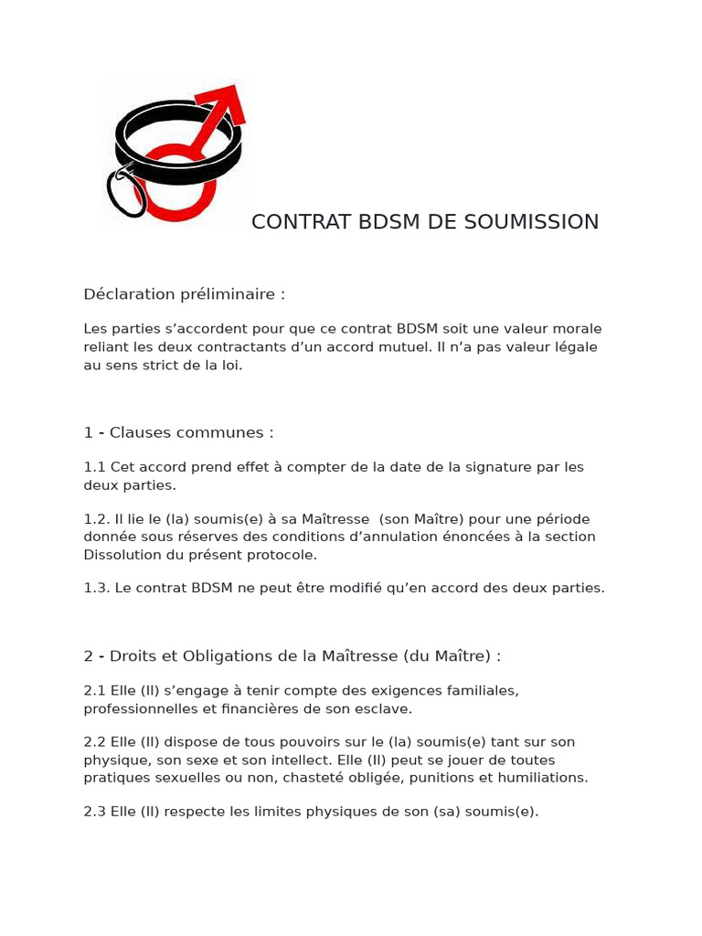 Contrat BDSM de Soumission | PDF