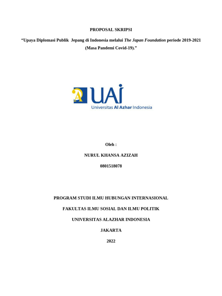Proposal Skripsi - Nurul Khansa Azizah | PDF