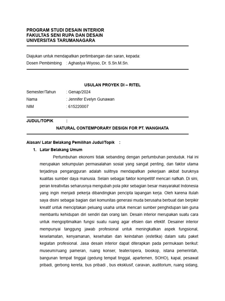 Proposal Perancangan Interior Kantor - Wanghata | PDF