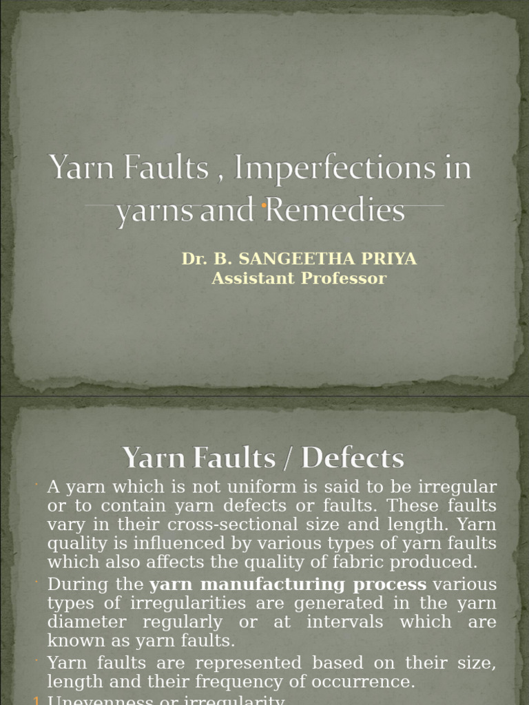Yarn Faults and Defects | PDF