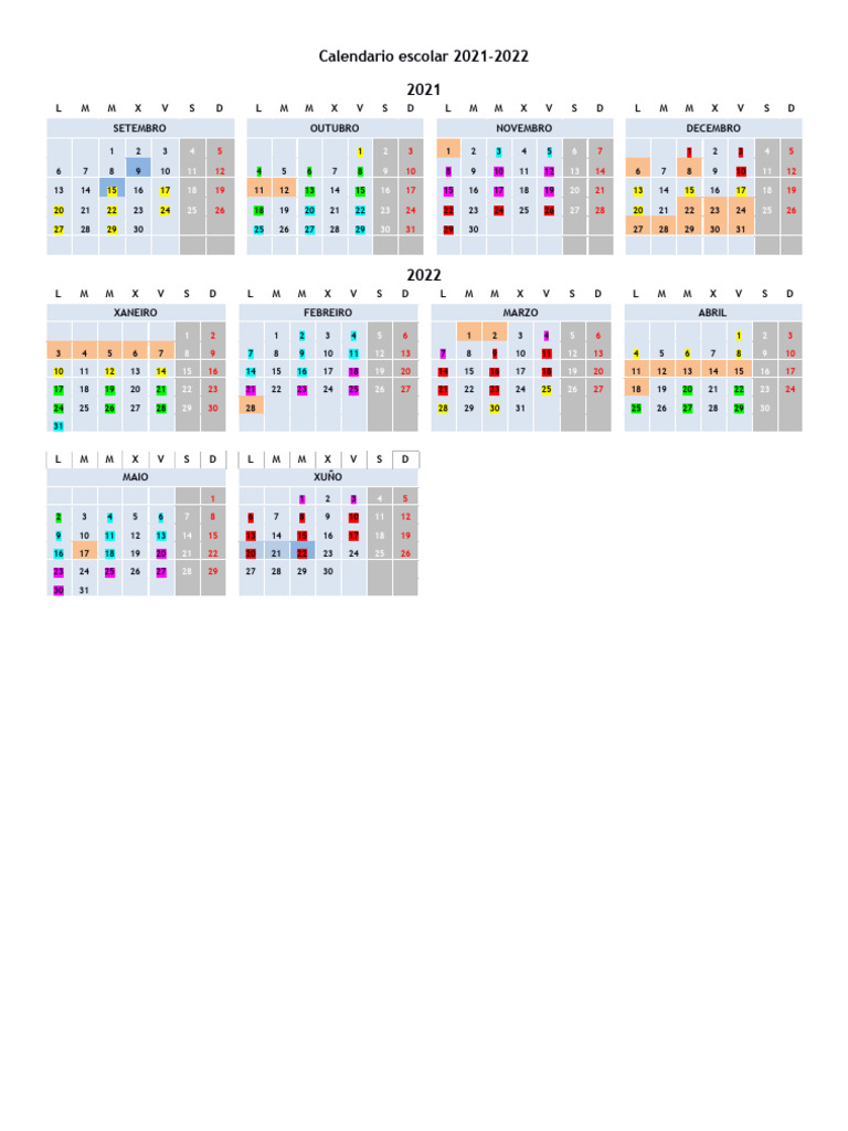 Calendario Escolar 2122 | PDF