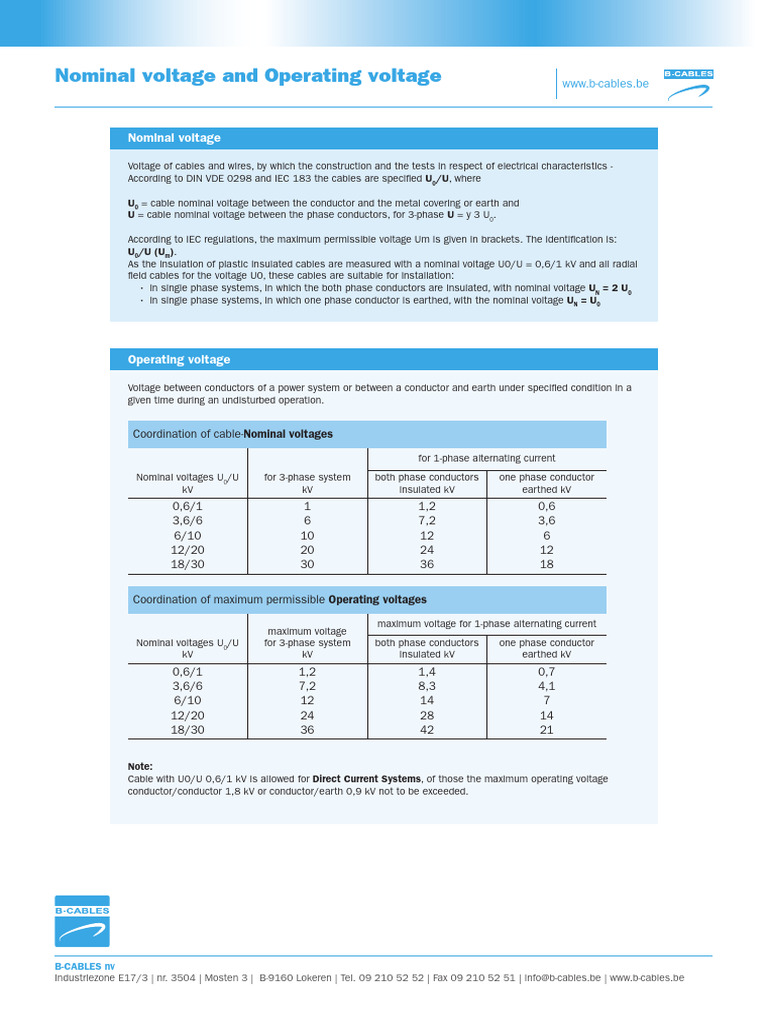 Nominal Voltage and Operating Voltage | PDF