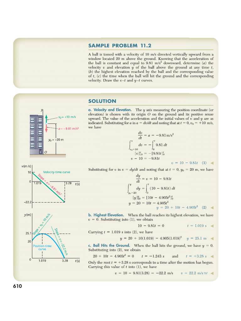 Sample Problems - Determination of The Motion of A Particle | PDF