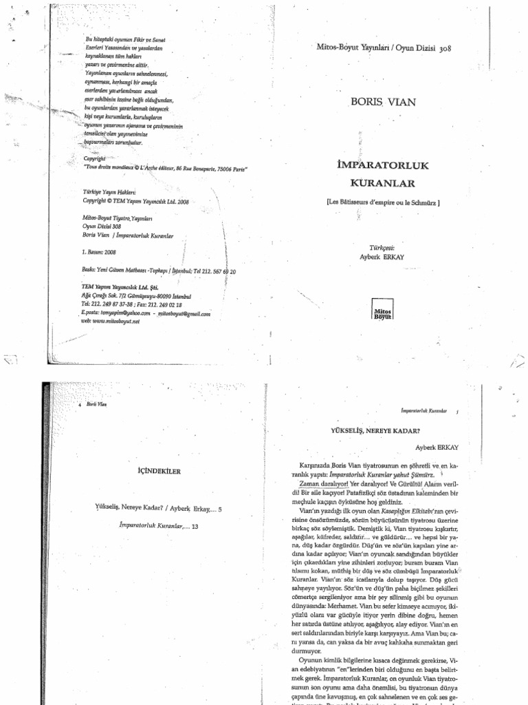 Boris Vian - İmparatorluk Kuranlar - 6 Kişi | PDF