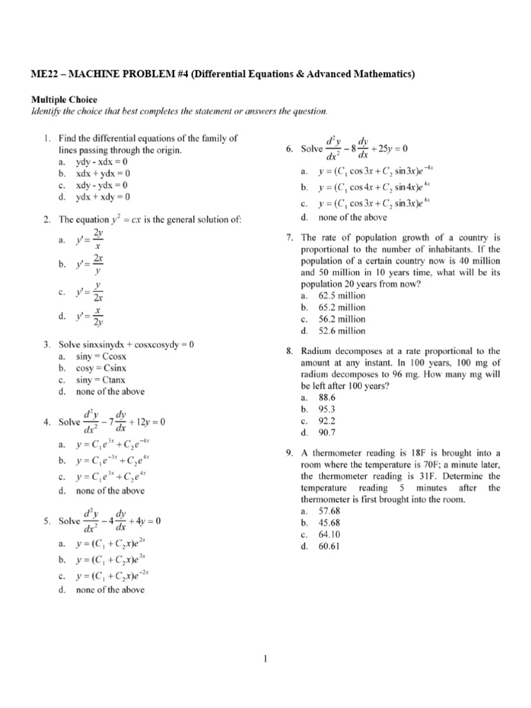 4 DE and Advanced Math PPDC | PDF