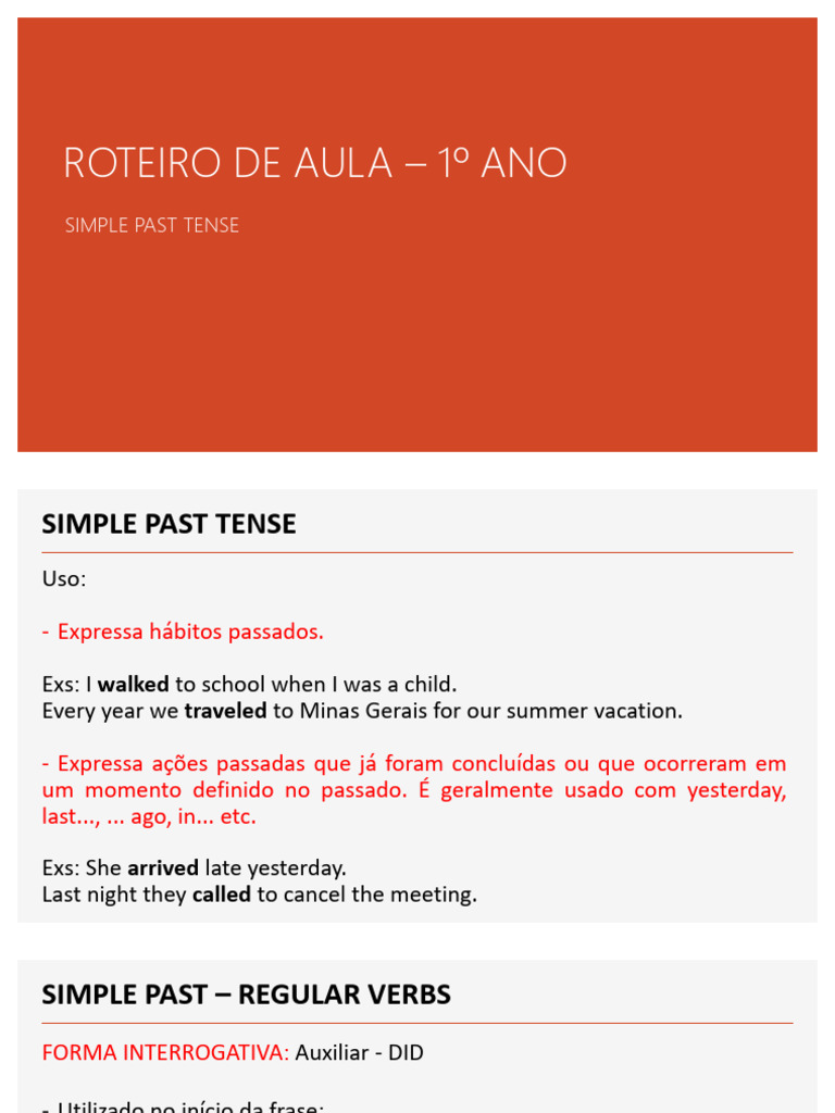 Simple Past Tense - Slides | PDF