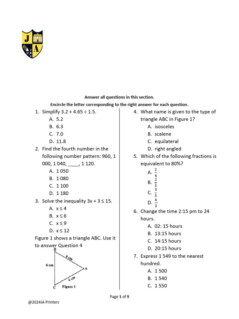 STD 8 Mathematics Assignment 1 | PDF