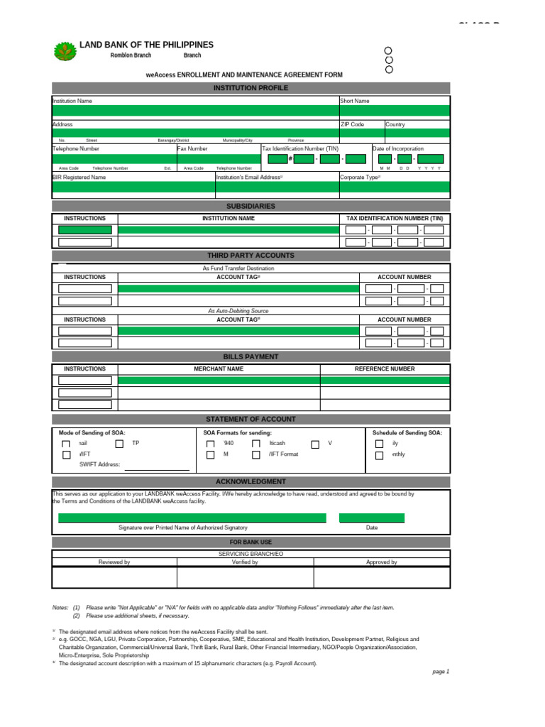 Weaccess Enrollment and Maintenance Agreement Form - 2022 | PDF