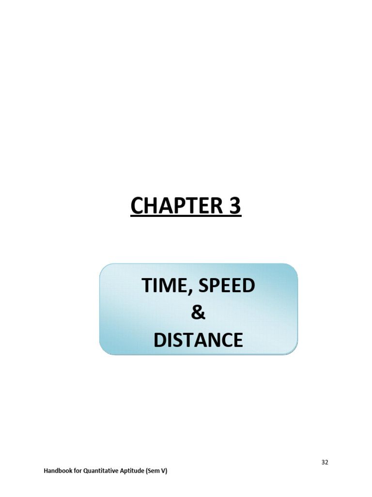 Time, Speed & Distance: Handbook For Quantitative Aptitude (Sem V) | PDF