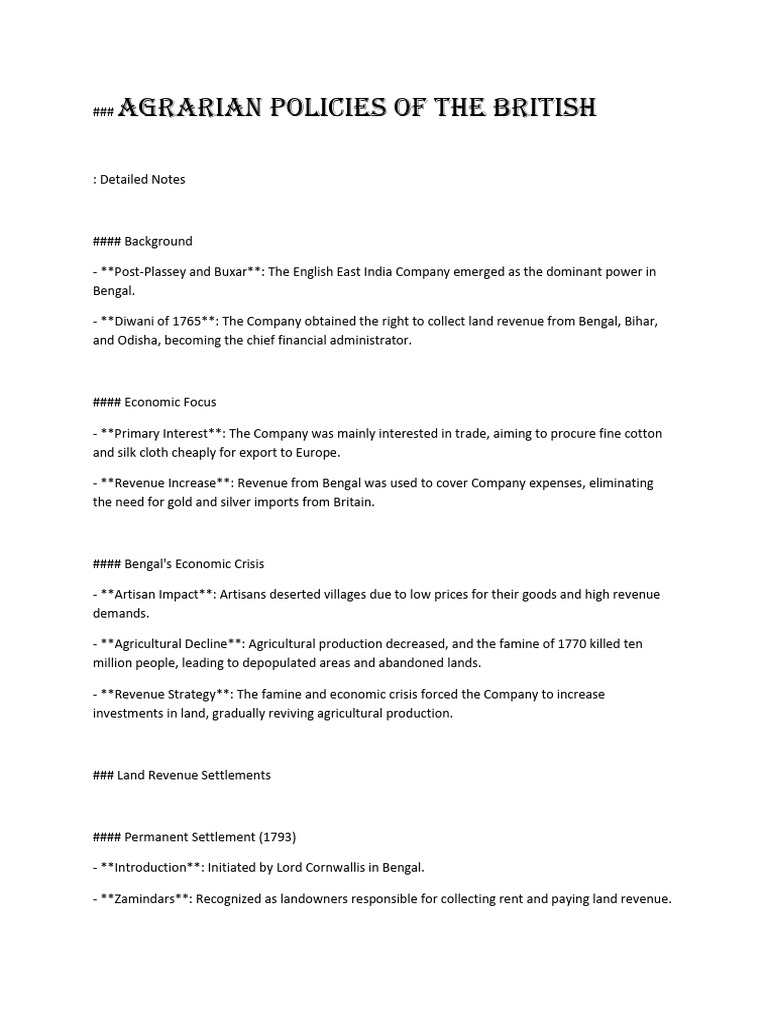 British Agrarian Policies Overview | PDF | Economies
