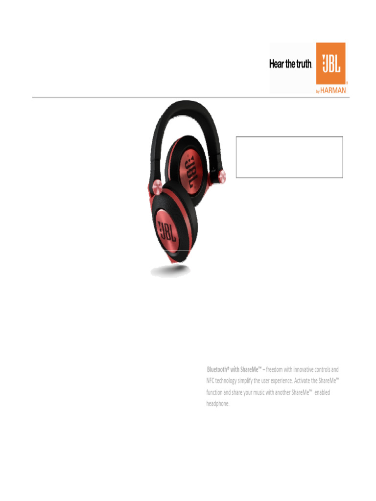 JBL Synchros E50BT Quick Guidex | PDF | Headphones | Bluetooth