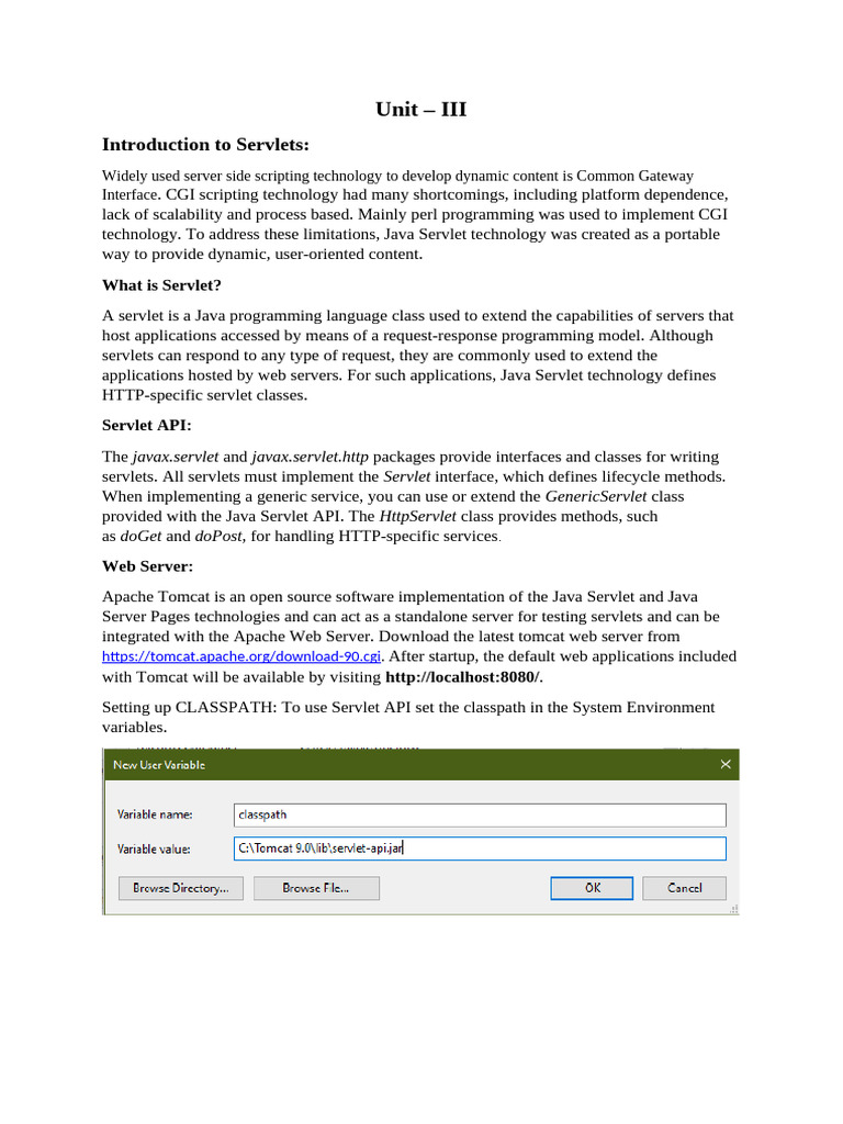Unit III - Servlets | PDF