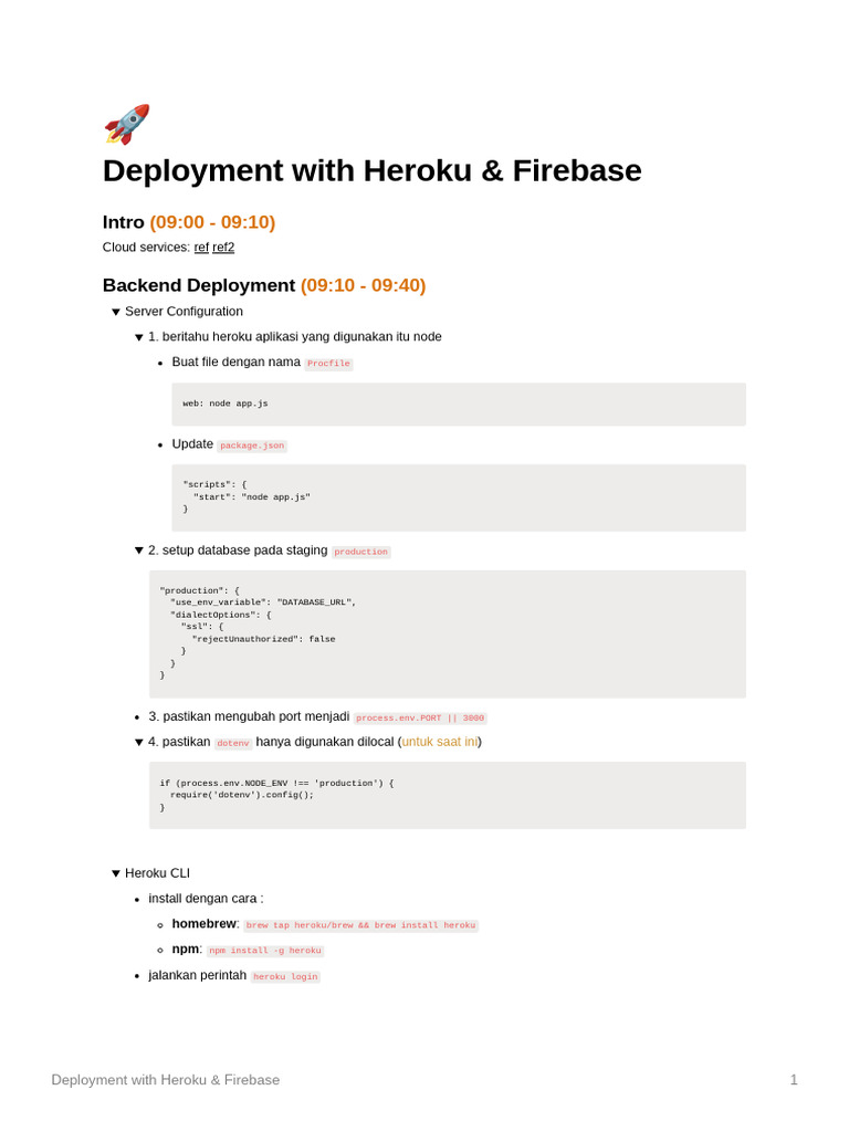 Deployment With Heroku Firebase | PDF