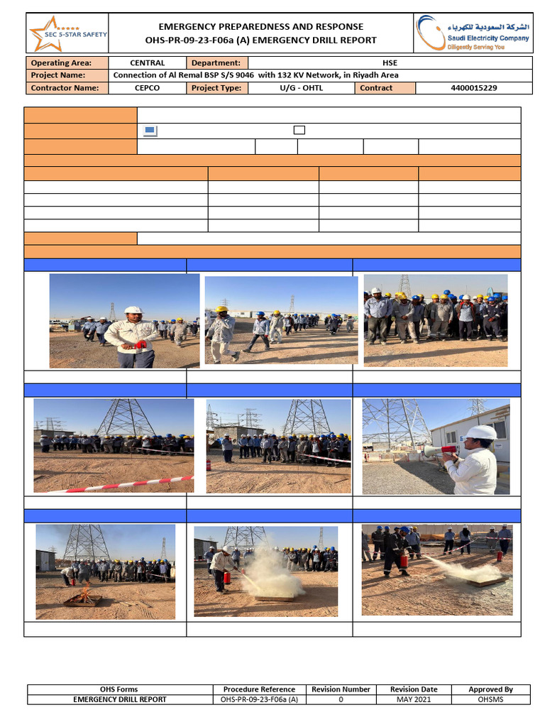 OCT 2023 OHS-PR-09-23-F06a (A) EMERGENCY DRILLS (FIRE DRILL) REPORT | PDF