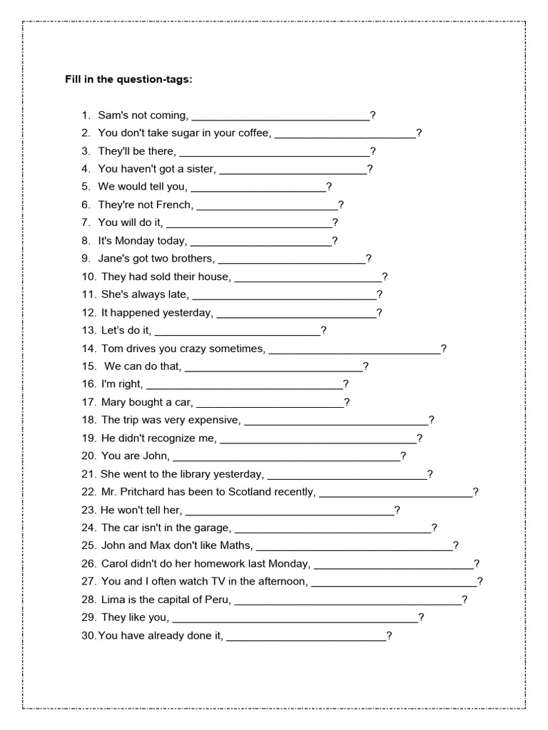 Question Tags Practice | PDF