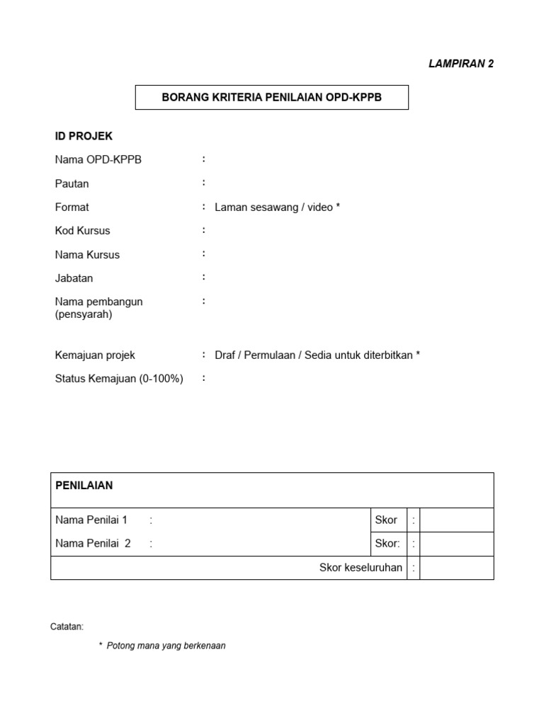 Borang Kriteria Penilaian | PDF | Art
