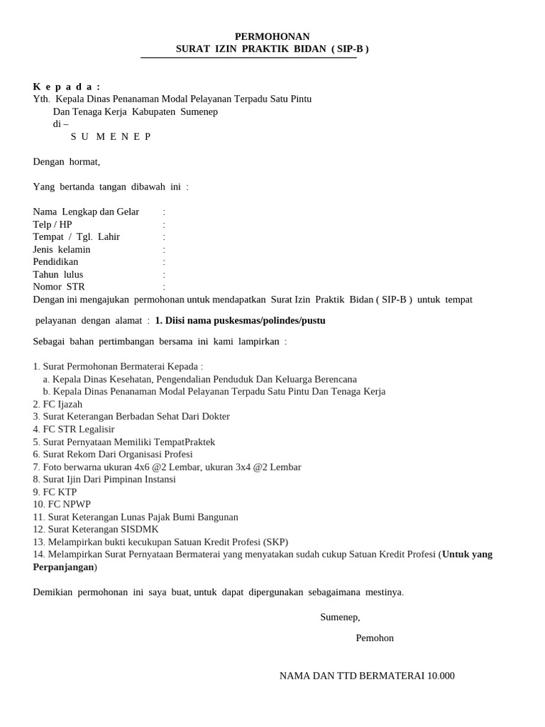 FORMAT PENGAJUAN SIPB 2024 | PDF