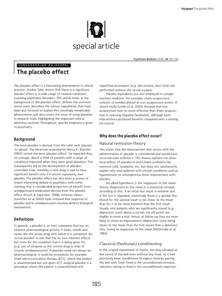 The Placebo Effect | PDF