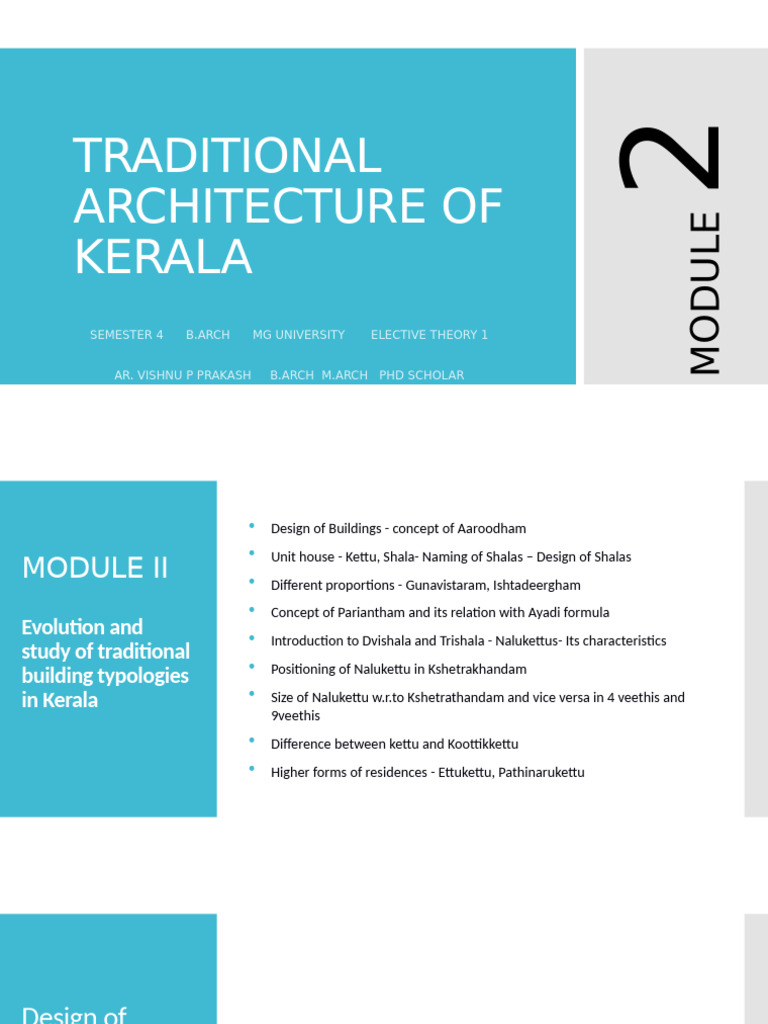 Traditional Architecture of Kerala Module 3 Elective Theory | PDF
