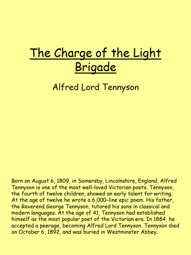 Tennyson's Charge of the Light Brigade Analysis | PDF | Metre (Poetry)