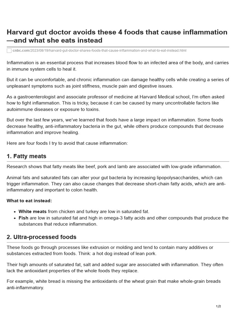 Harvard Gut Doctor Avoids These 4 Foods That Cause Inflammationand What ...