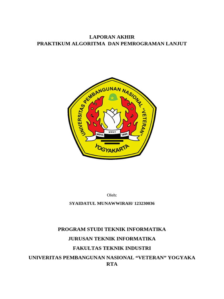 Laporan Akhir Praktikum Algoritma Pemrograman Lanjut Windaa | PDF
