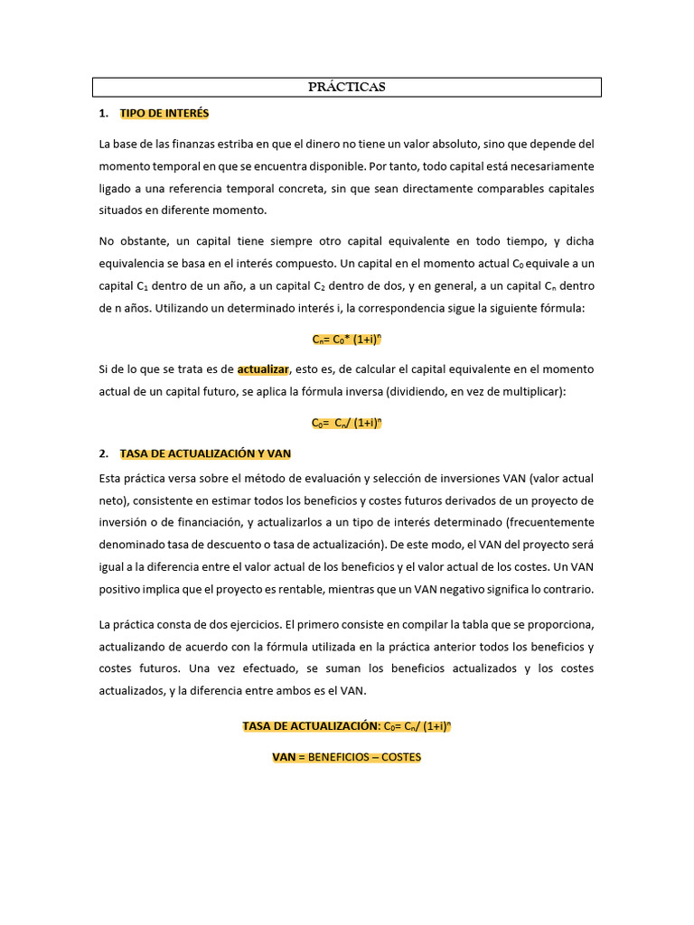 Esquema Prã¡cticas | PDF | Interés | Tasa de porcentaje anual