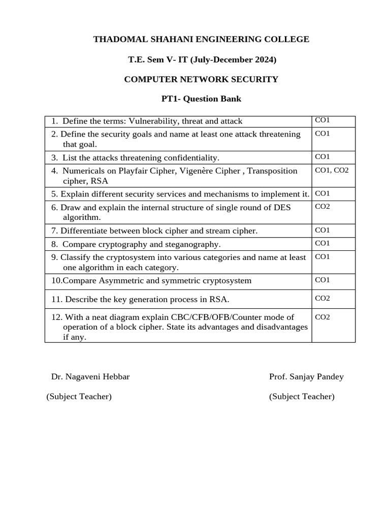 CNS PT1 QB 2024 | PDF