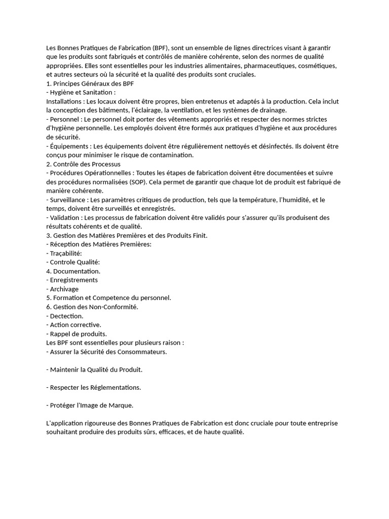 Les Bonnes Pratiques de Fabrication | PDF Les Bonnes Pratiques de Fabrication | PDF