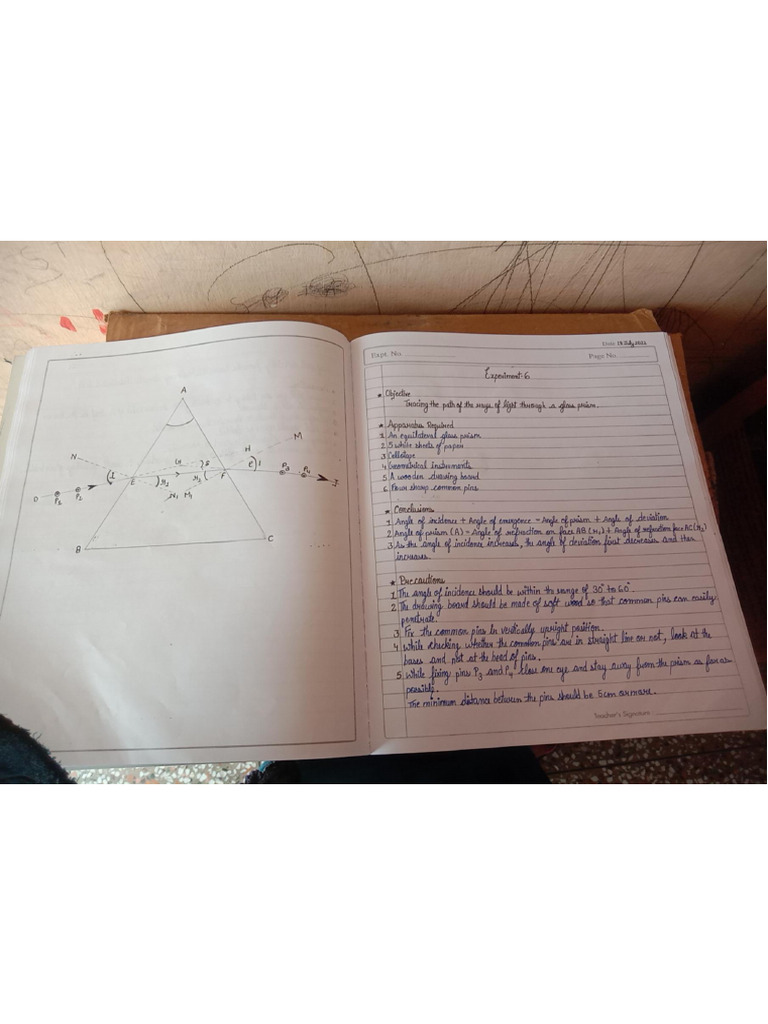 Experiment - 6 Tracing The Path of The Rays of Light Through A Glass ...