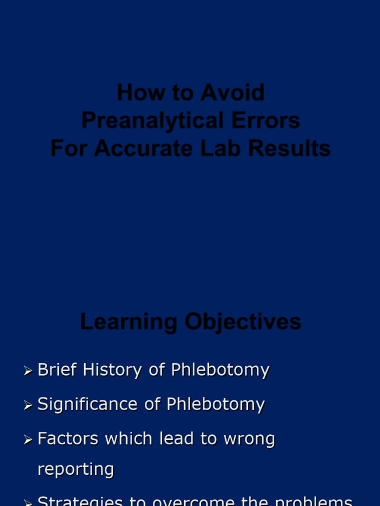 Preanalytical Errors | PDF