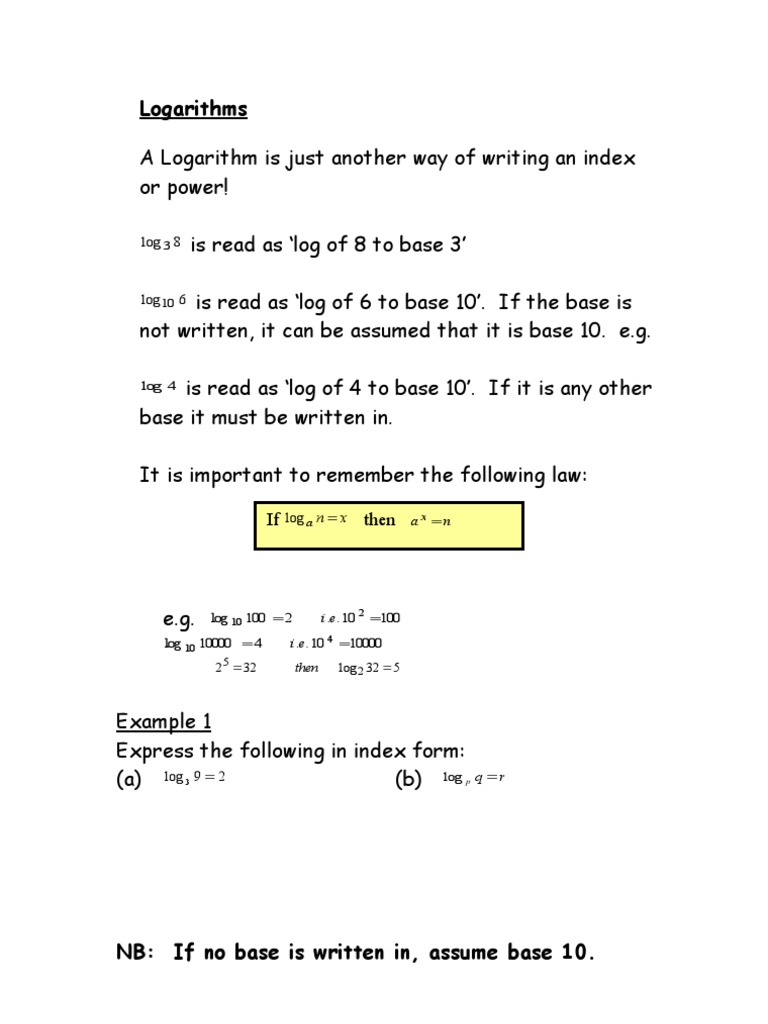 Add Maths Logs Final | PDF | Logarithm | Teaching Mathematics