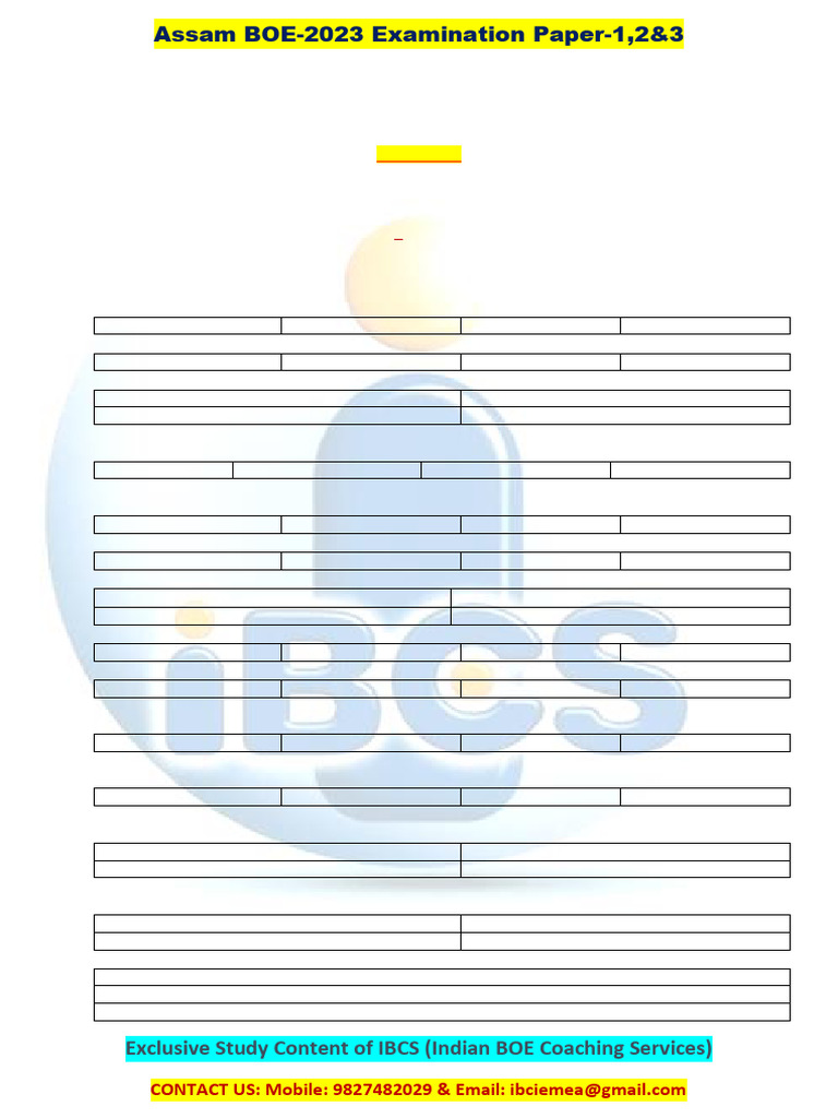 Exclusive Study Content of IBCS (Indian BOE Coaching Services) | PDF