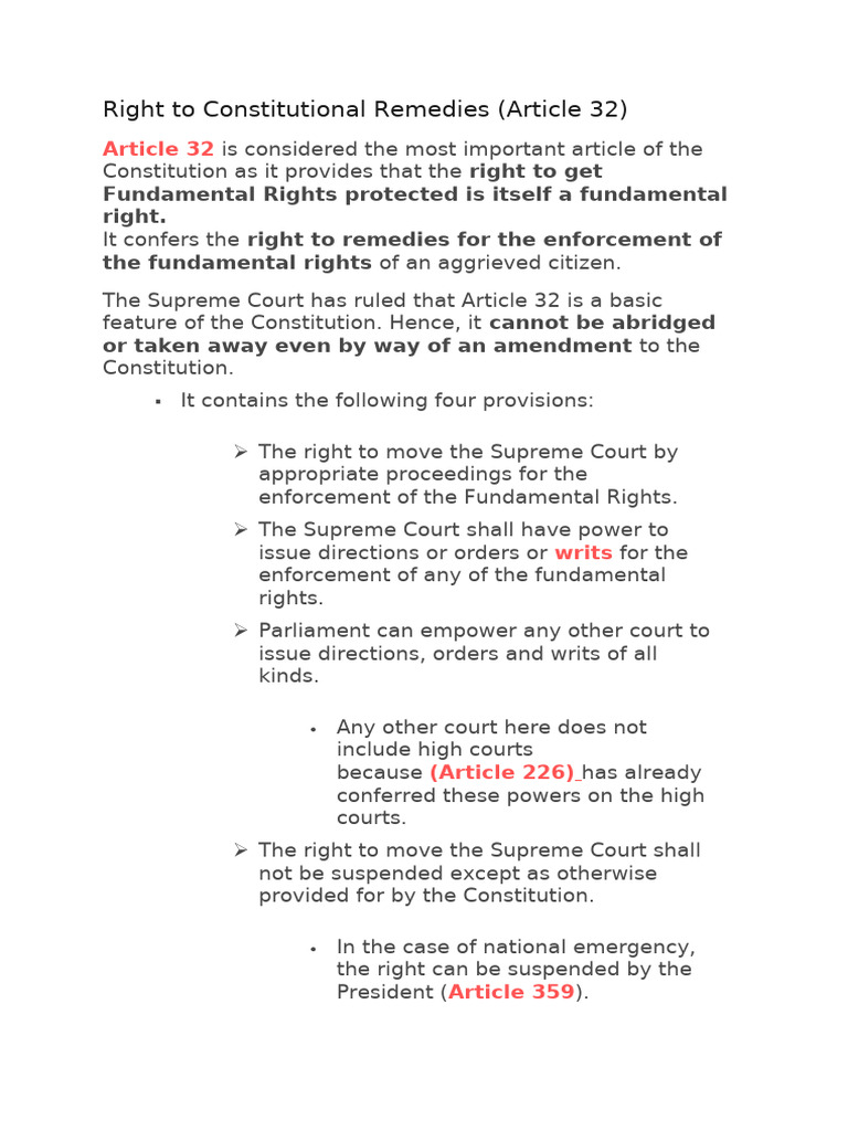 Article 32 To 35 | PDF