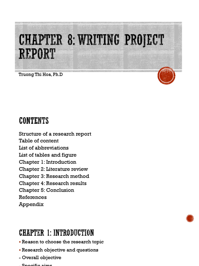 Chapter8-Writing Project Report | PDF