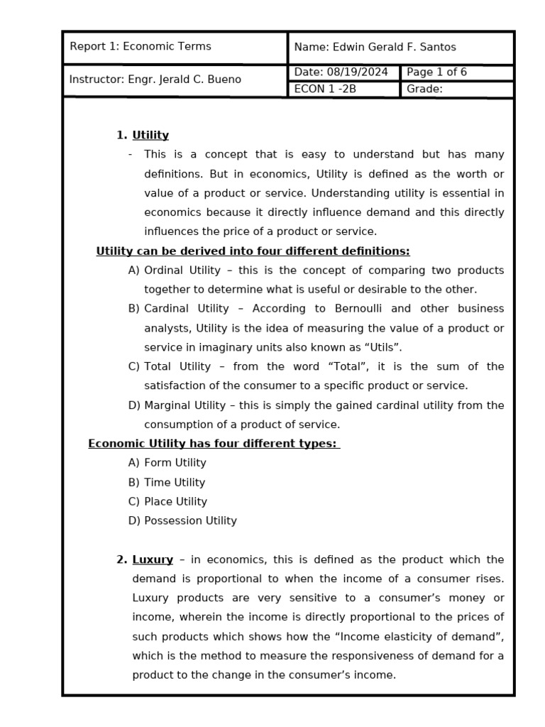 Engineering Economics Terms | PDF | Utility | Finance & Money Management
