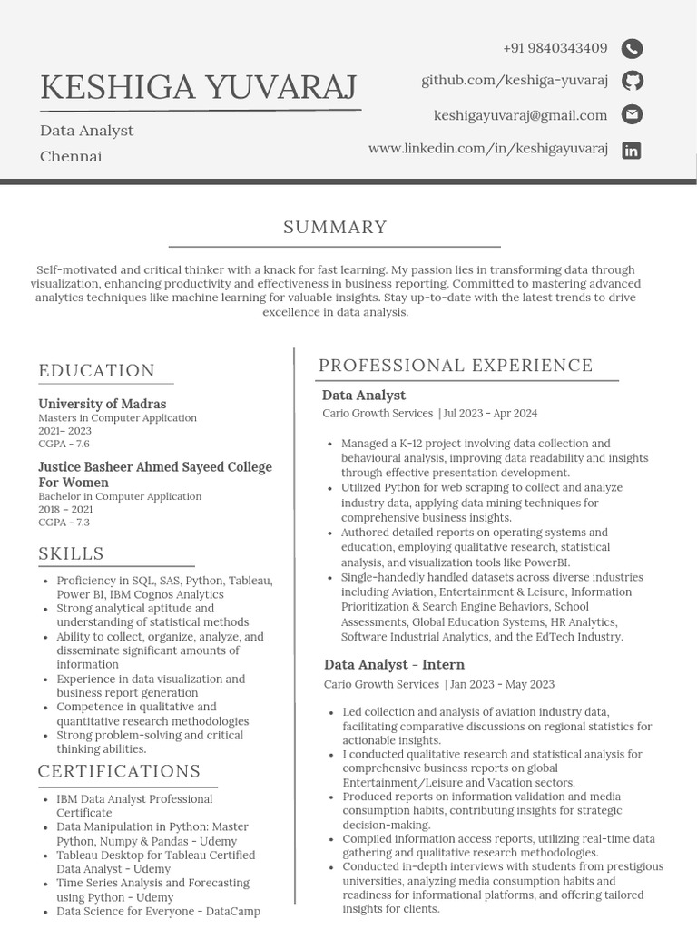 Keshiga Yuvaraj Updated Resume (112485) | PDF