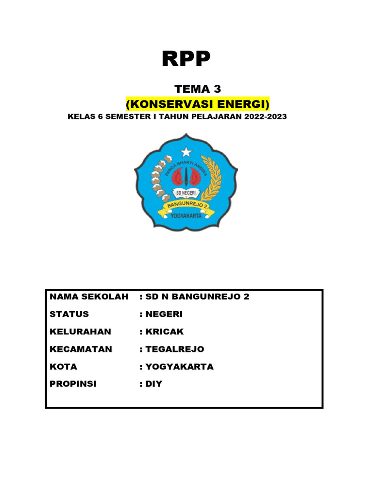 Rpp Kelas Vi Konservasi Energi Pdf