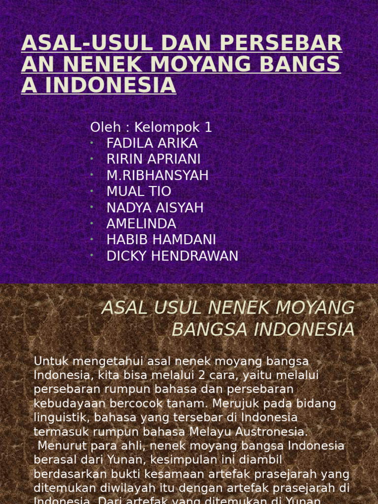 Asal Usul Dan Persebaran Nenek Moyang Bangsa Indonesia | PDF ...
