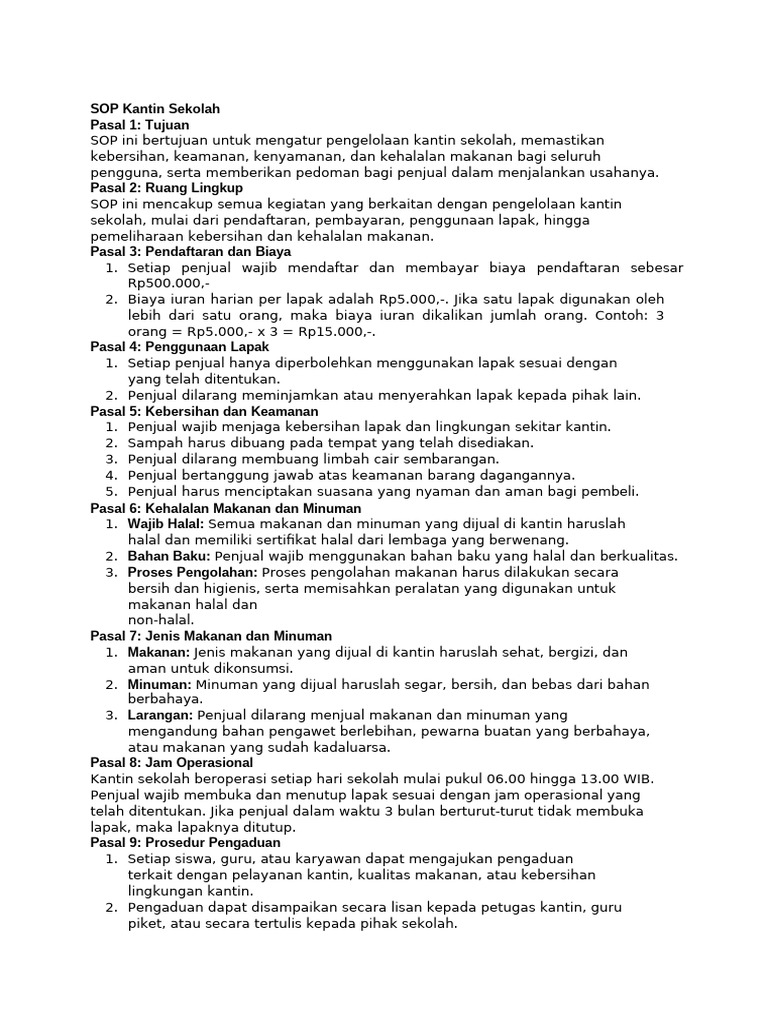 Sop Kantin | PDF